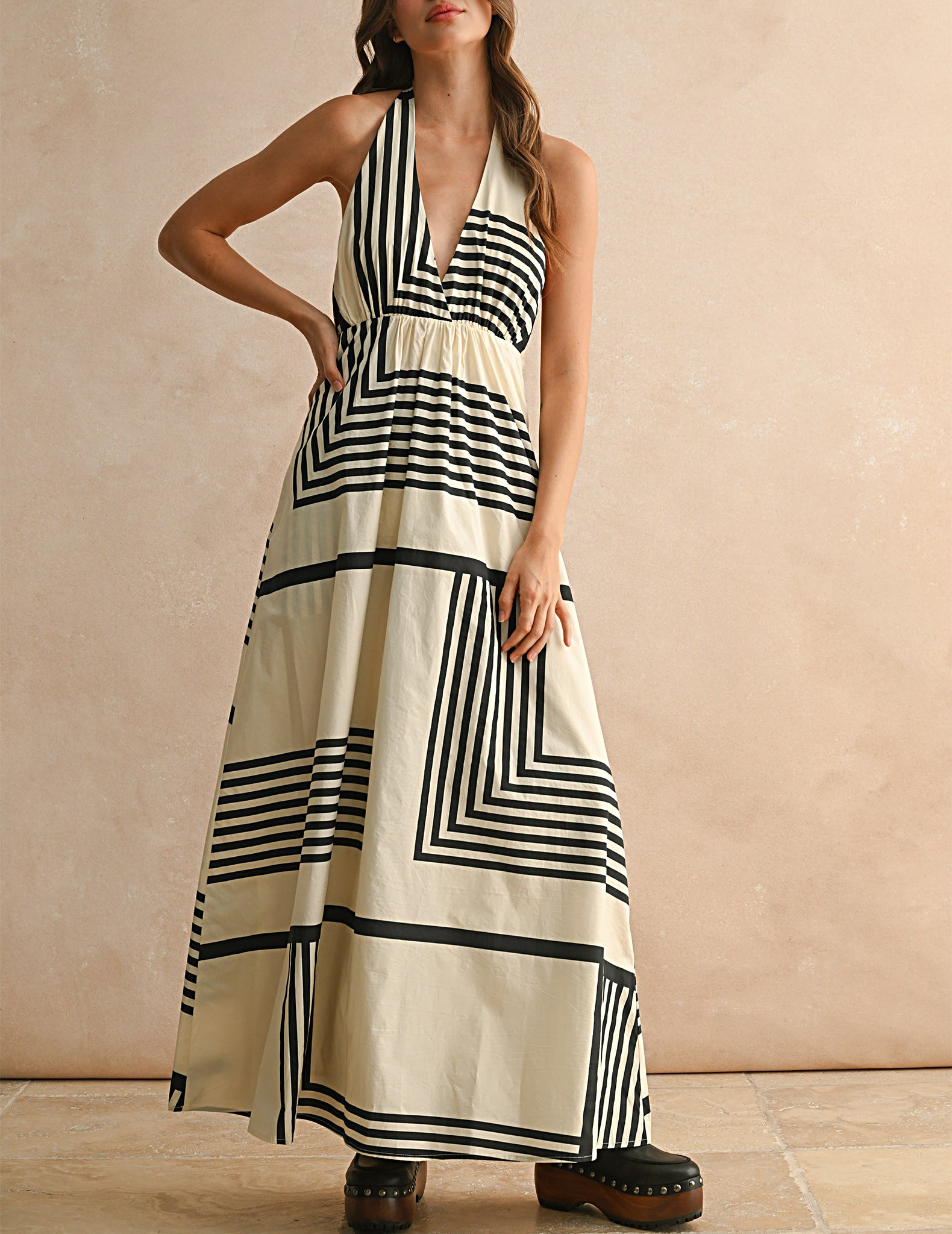 Camila Geometric Print Cotton Halter Top Dress – Cuffs.