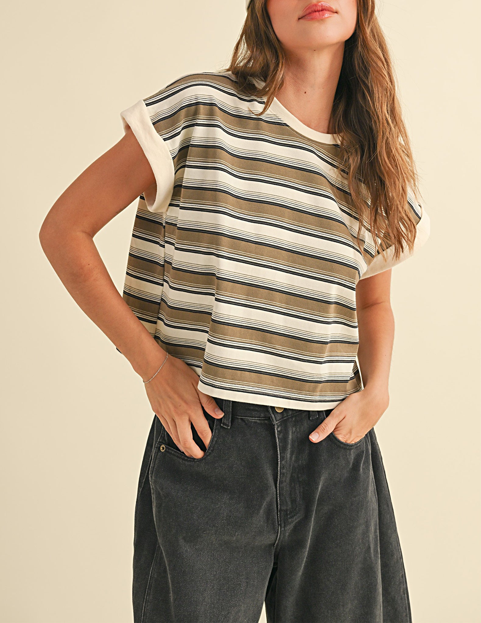 Candice Striped Boxy Tee – Cuffs.