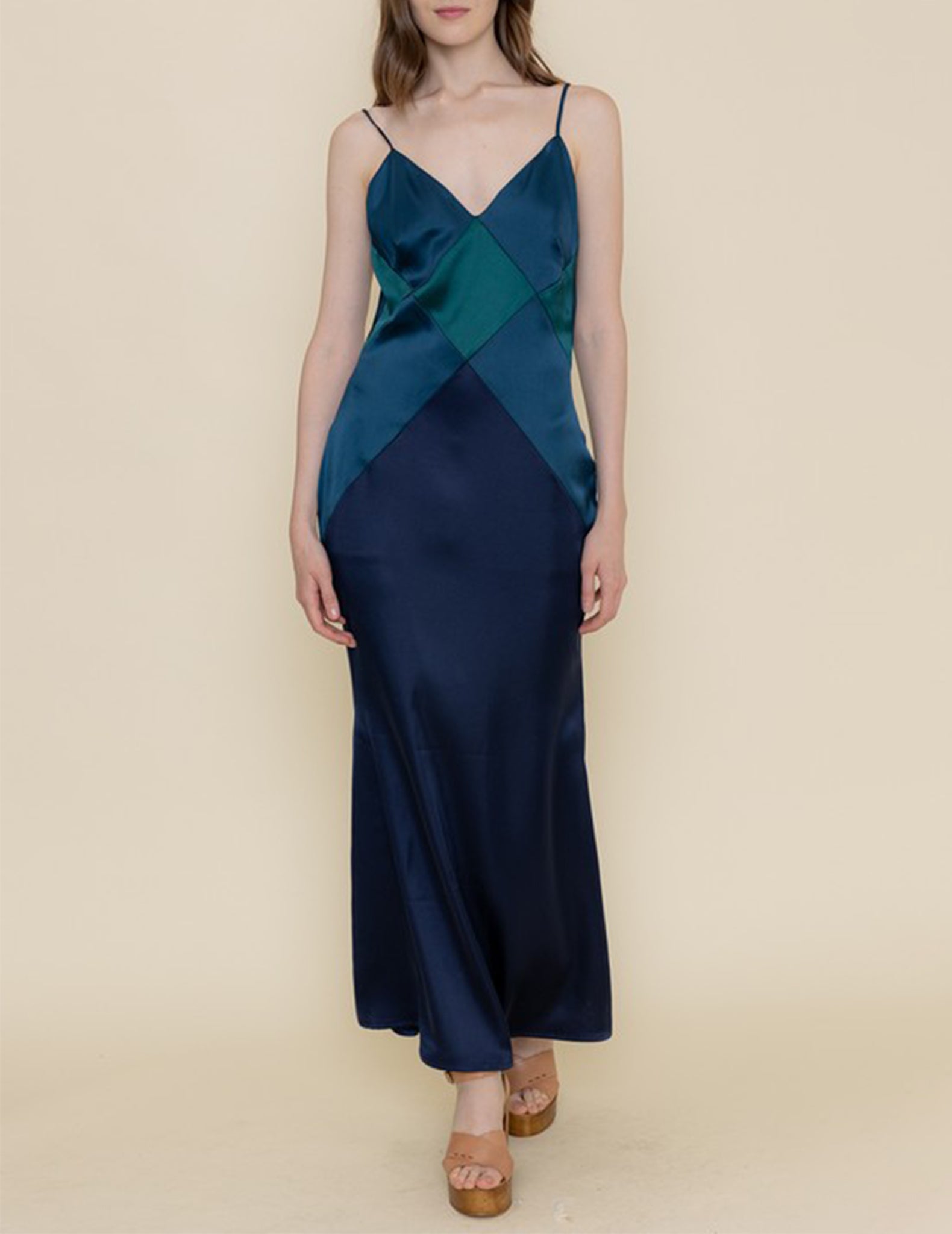 Rhone Color Block Satin Slip Dress – Cuffs.