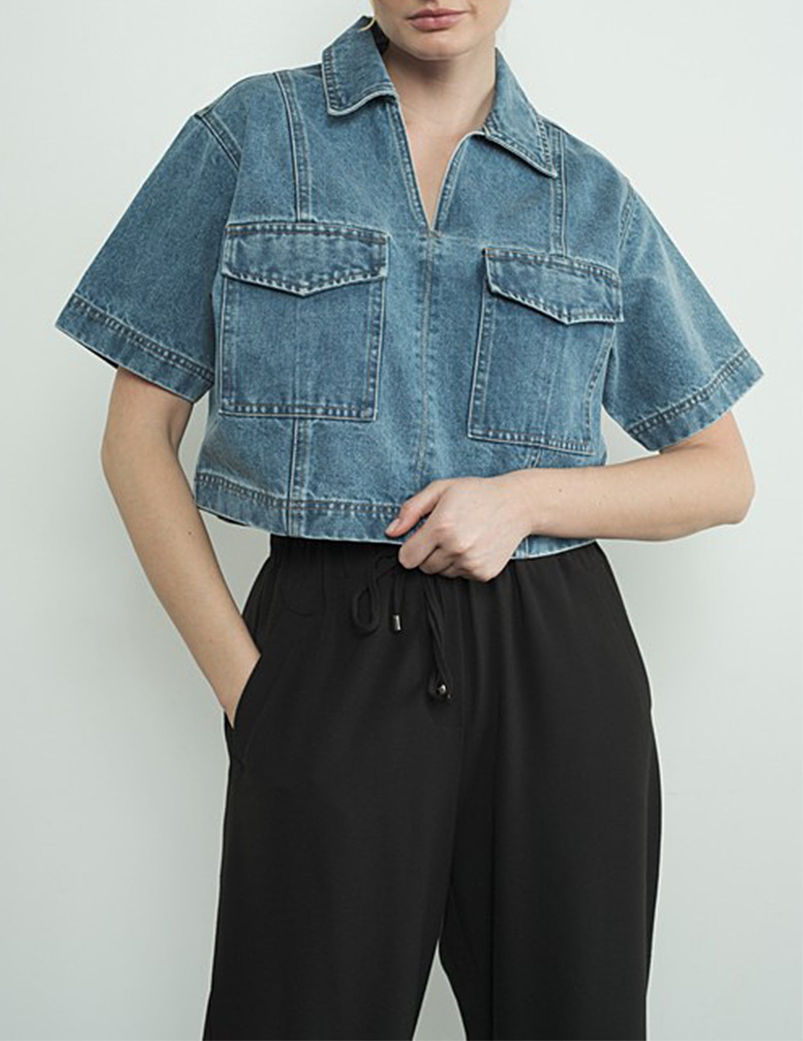 Toni Boxy Denim Pocket Top – Cuffs.