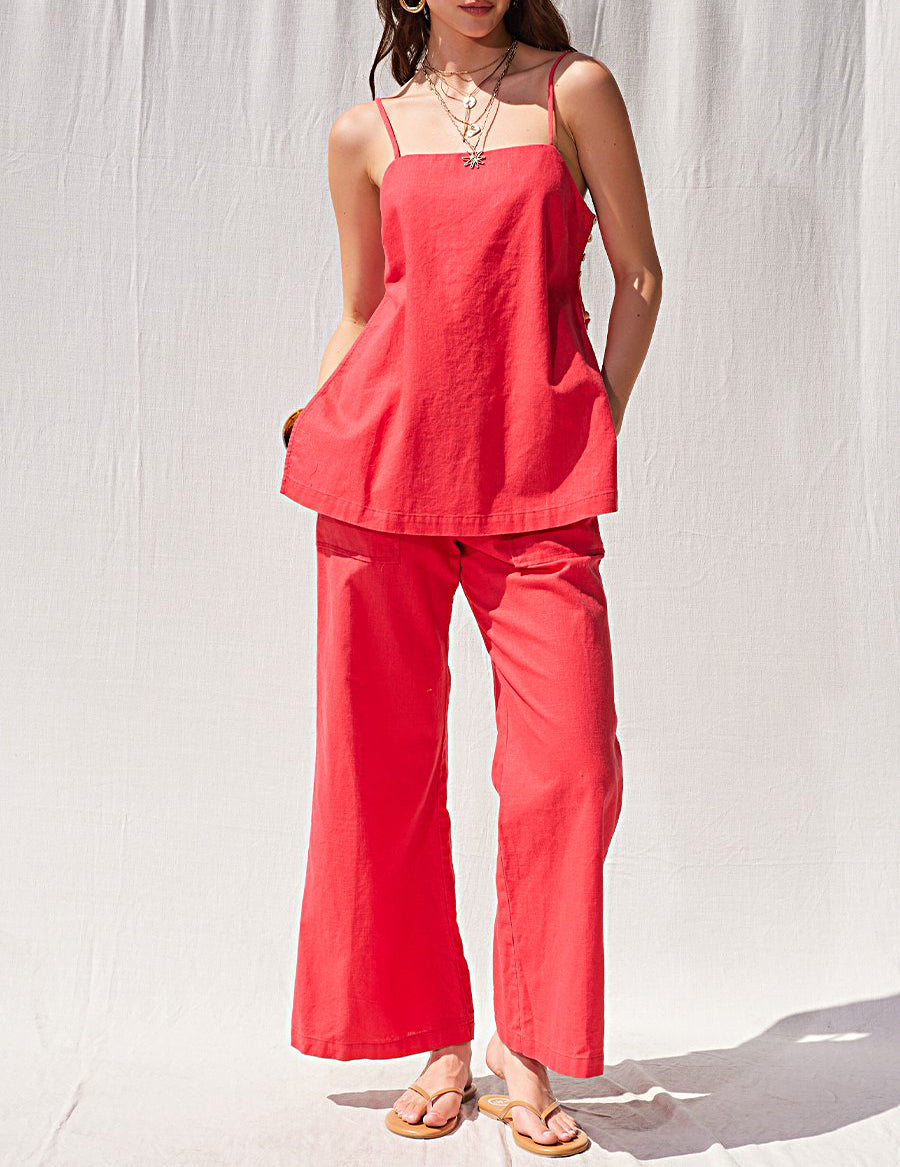 Veda Red Linen Pants – Cuffs.